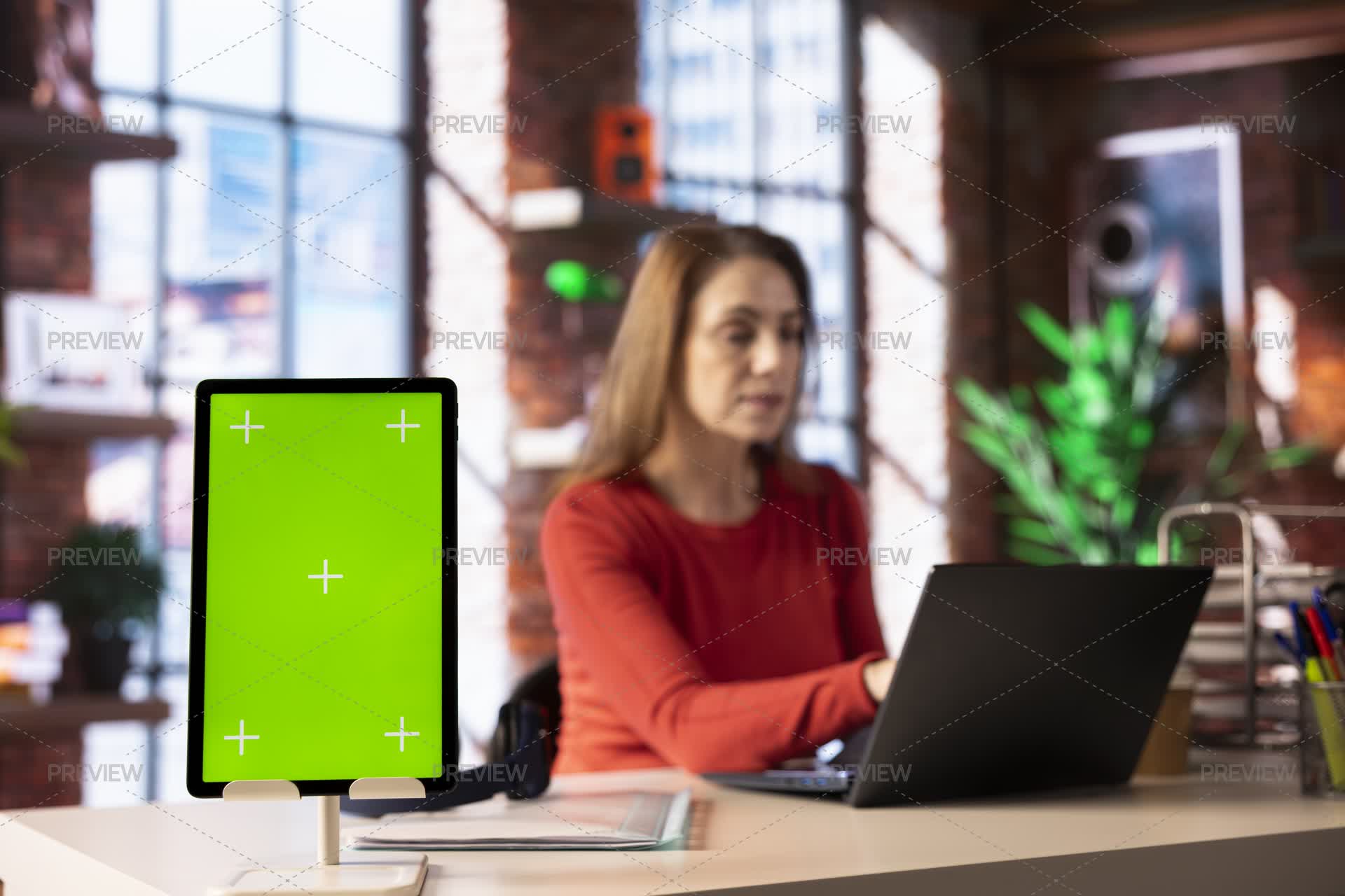 Woman Submitting Job Applications Online Next To Isolated Mockup ... Woman Submitting Job Applications Online Next To Isolated Mockup ...
